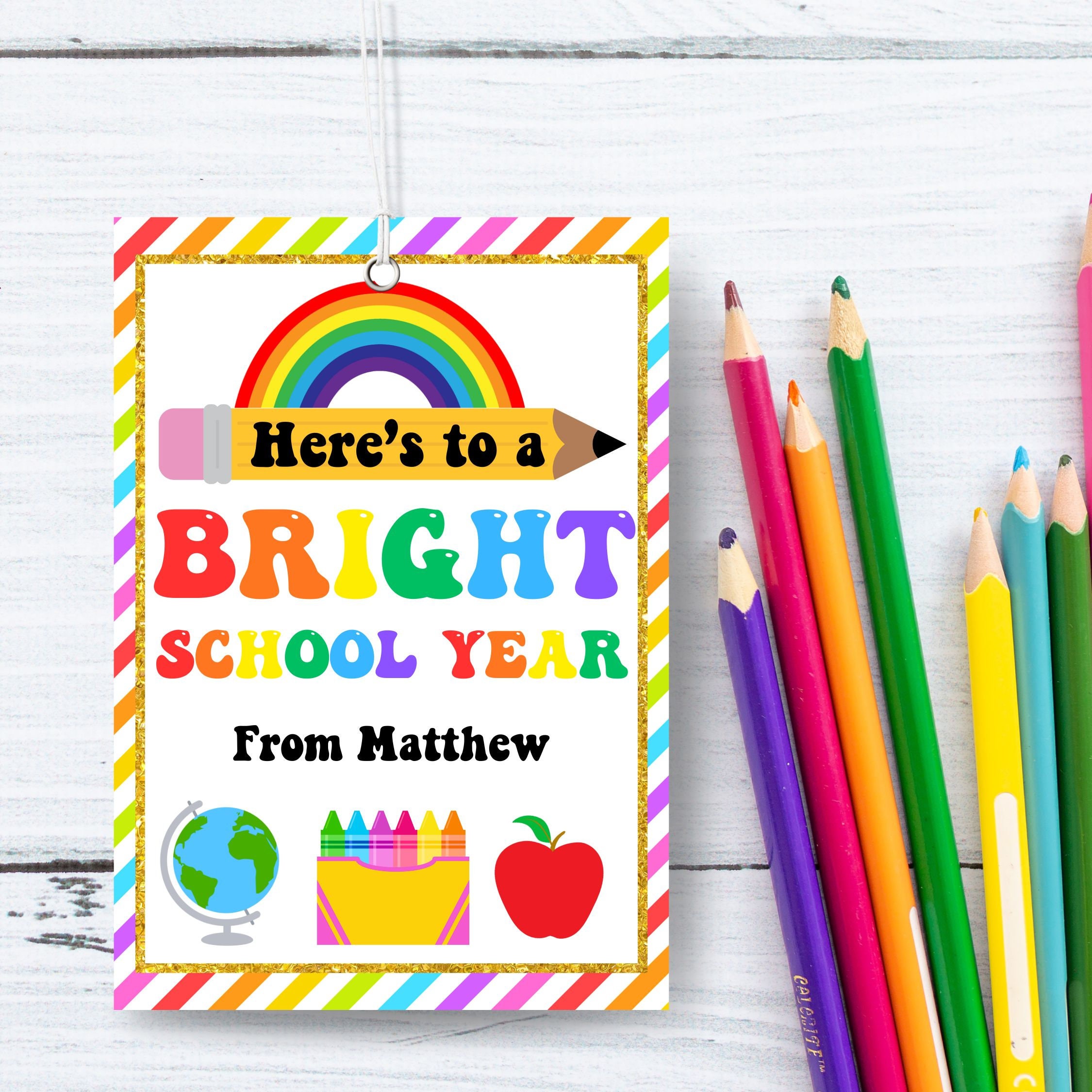 Printable Glow Stick Back to School Tag Editable Flashlight Gift Tag ...