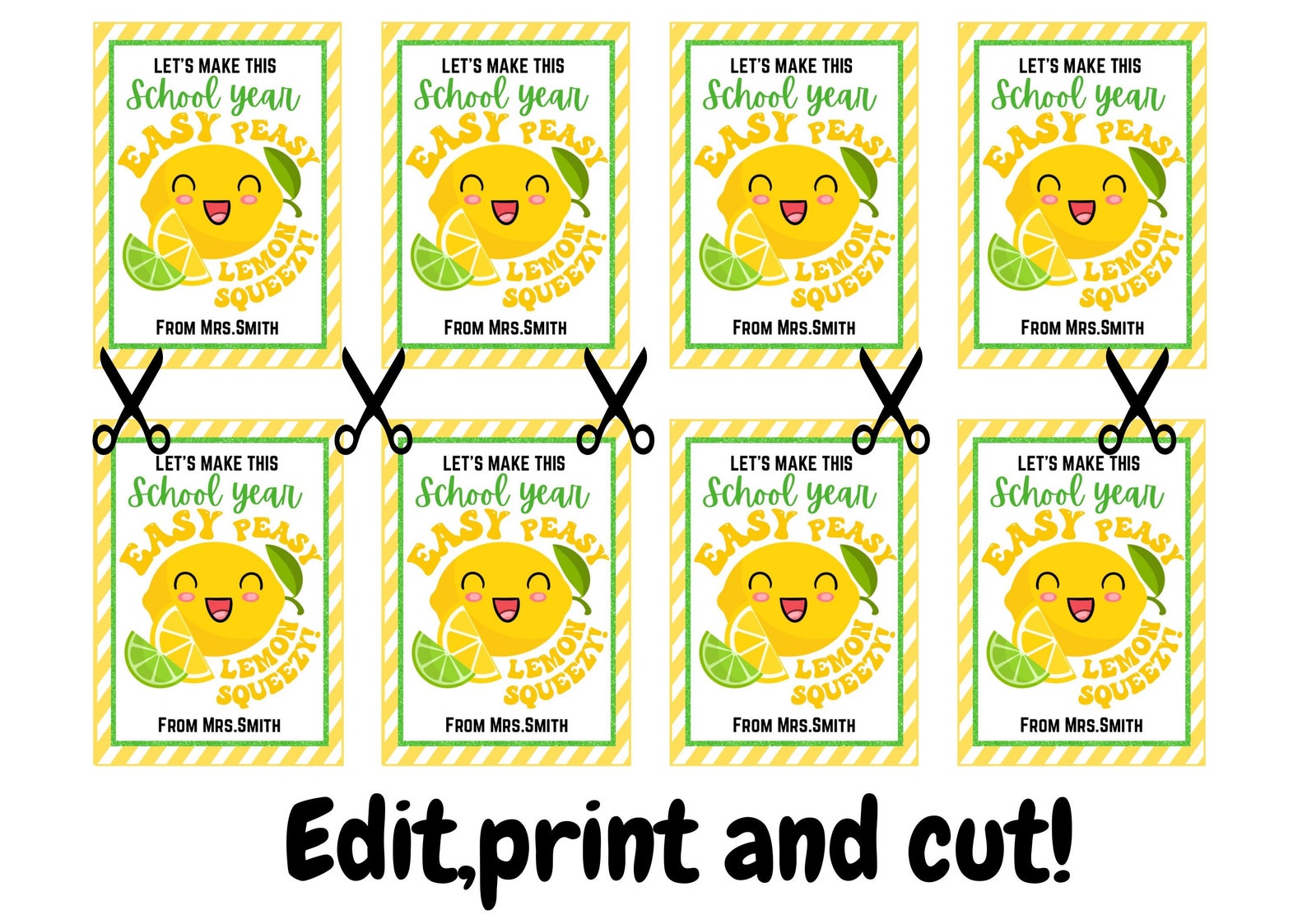 Printable Lemon Back to School Tag Editable Easy Peasy Lemon Squeezy ...