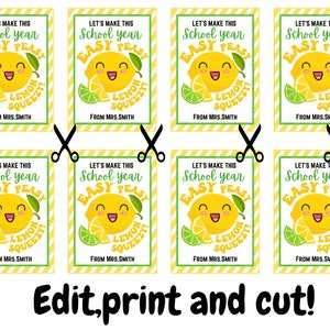 Printable Lemon Back to School Tag Editable Easy Peasy Lemon Squeezy ...