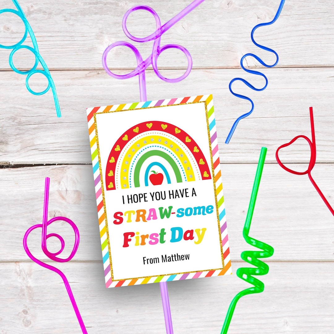 Printable Straw Back to School Tag Editable Silly Straw Gift Tag ...