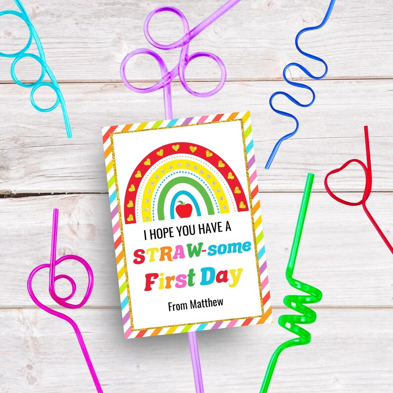 Printable Straw Back to School Tag Editable Silly Straw Gift Tag ...