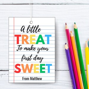 Printable Back to School Gift Tag Editable Sweet Treat Tag First Day ...