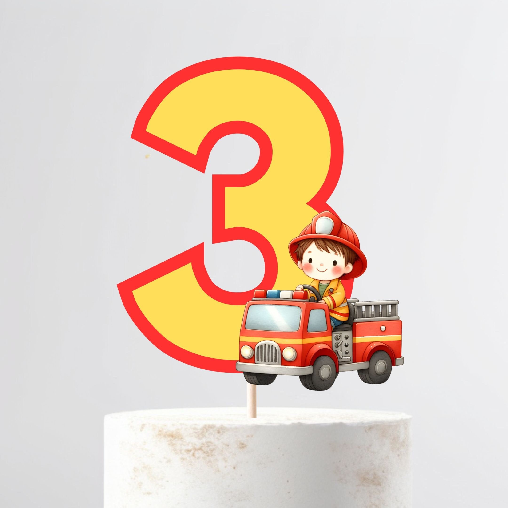 Printable Fireman 3rd Birthday Cake Topper Fire Engine Cake Topper Fire ...