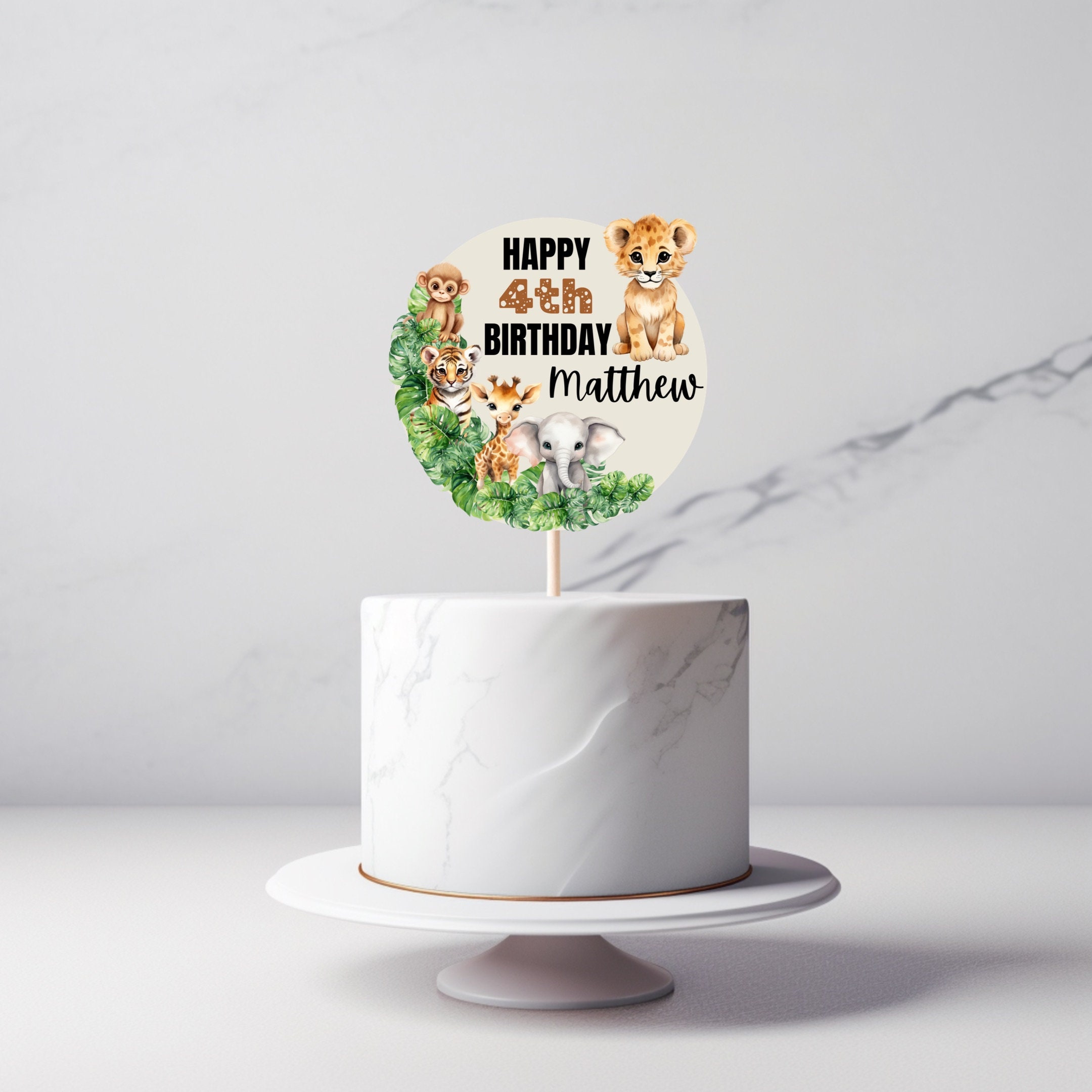 Printable Jungle Birthday Party Cake Topper Wild Animals Jungle Safari ...