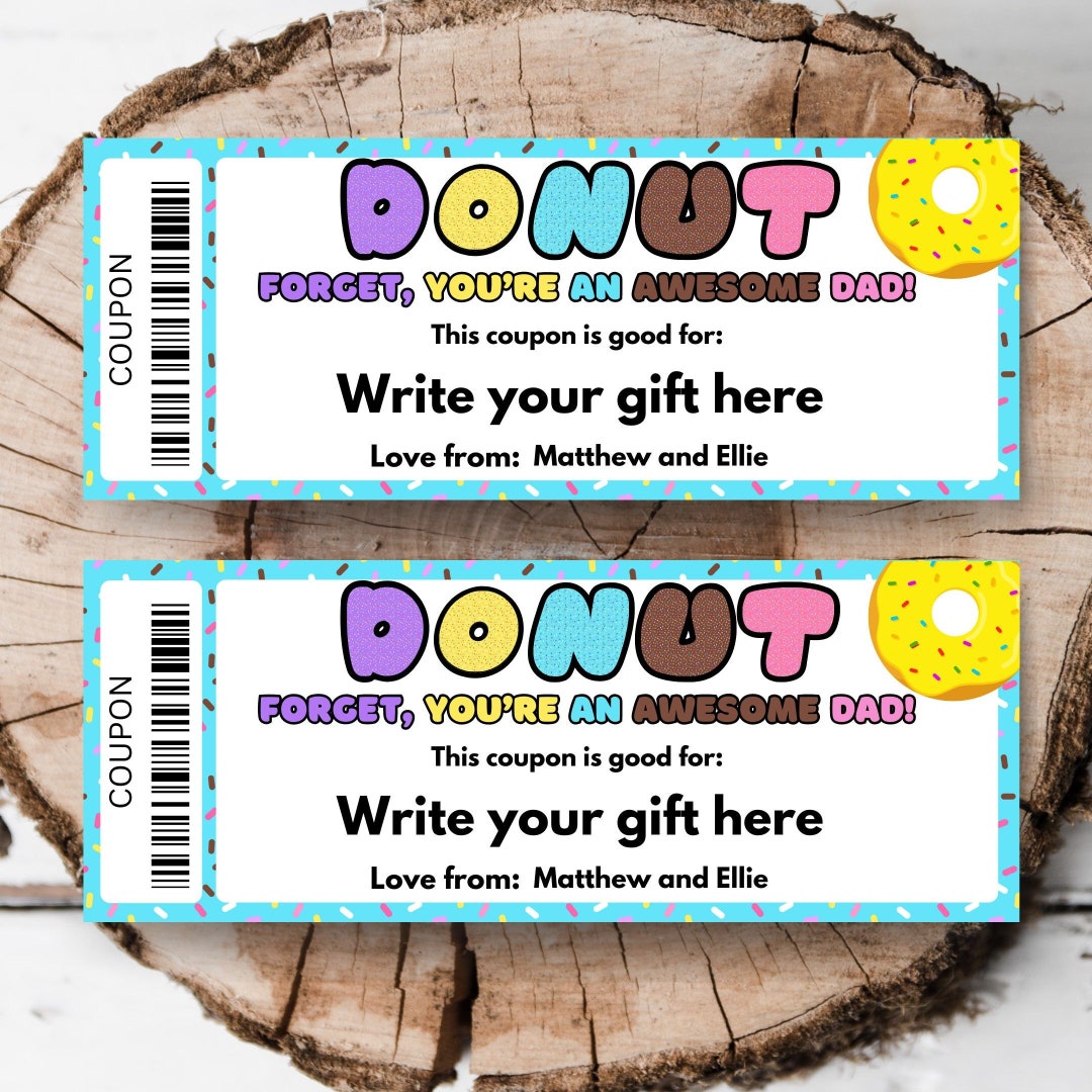 Printable Father’s Day Gift Coupons Donut Sprinkles Best Dad Gift ...