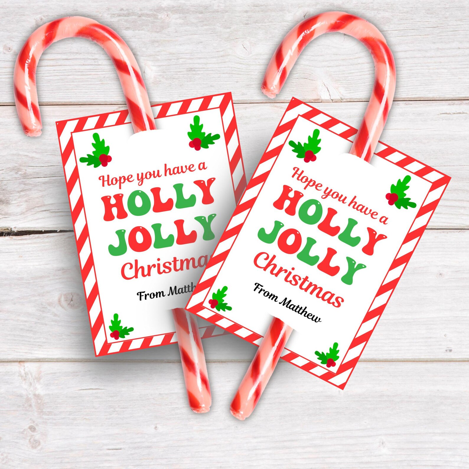 Printable Candy Cane Gift Tag Editable Christmas Candy Cane Holder ...