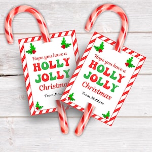Printable Candy Cane Gift Tag Editable Christmas Candy Cane Holder ...