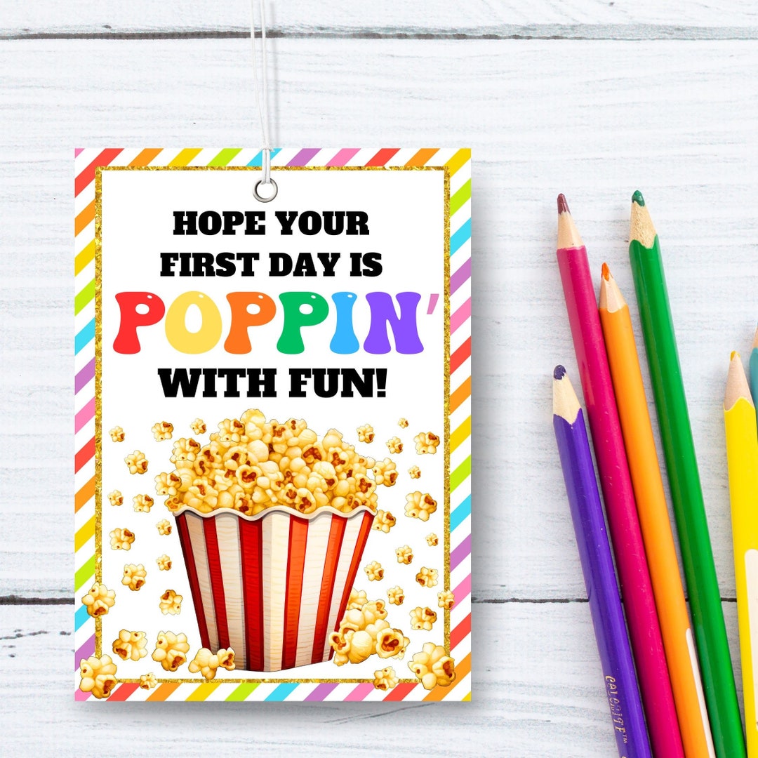 Printable Back to School Popcorn Gift Tag NON EDITABLE Sweet Treat Tag ...