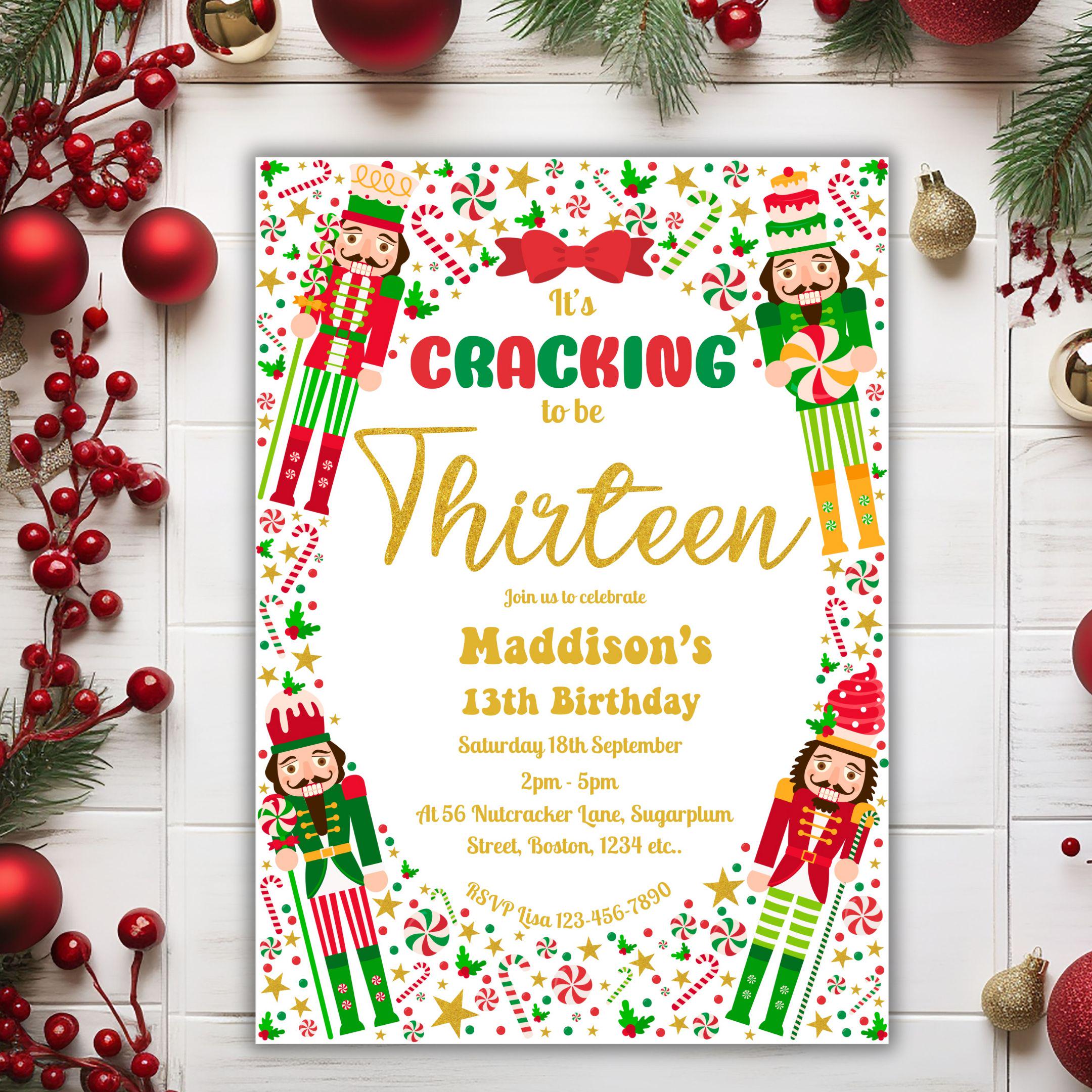 Printable Nutcracker 13th Birthday Invitation Girls Boys Christmas ...