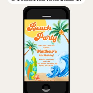 Printable Retro Beach Party Surf Boys Invitation Surfing Surfboard ...