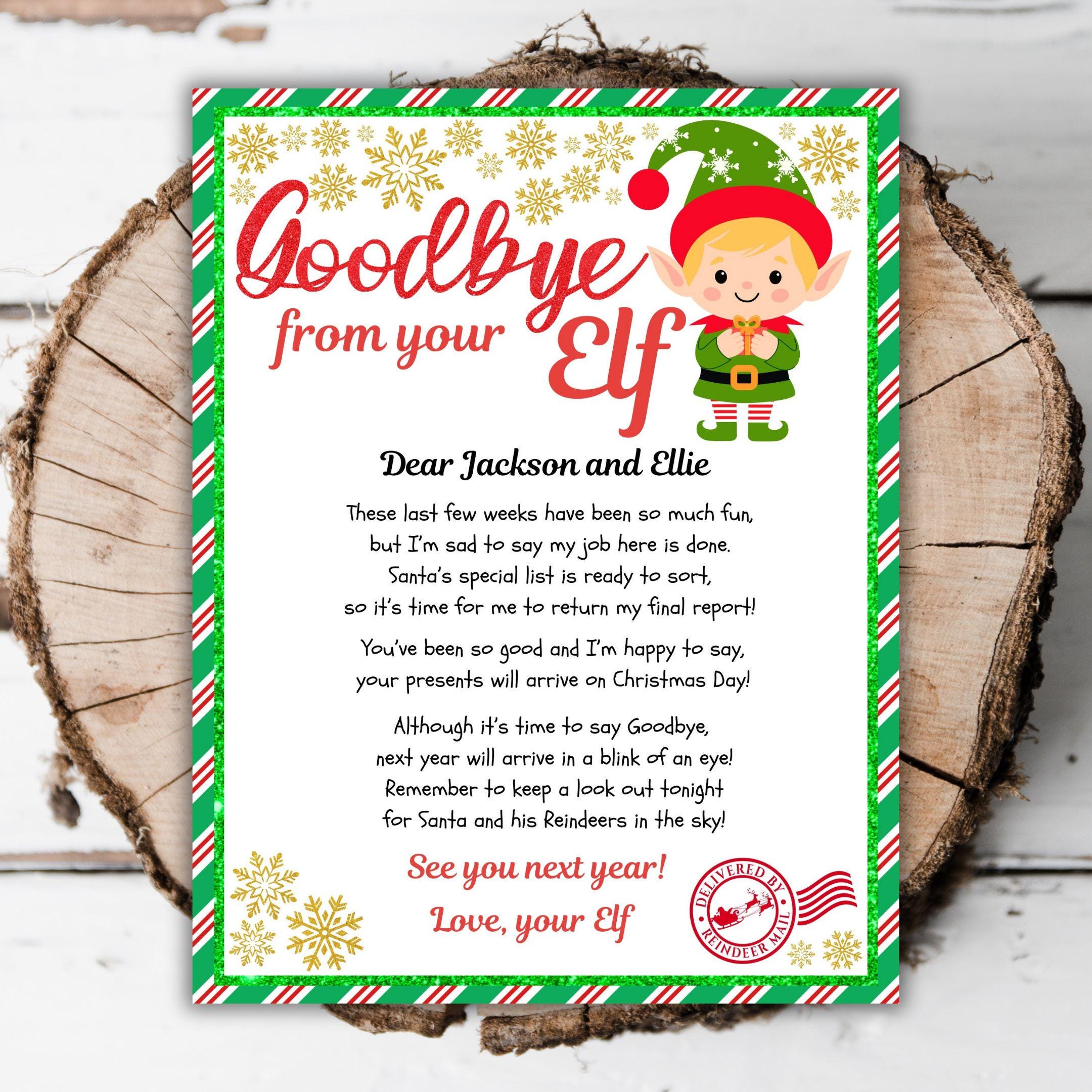 Editable Elf Goodbye Letter Elf Bye Letter Printable Christmas Elf ...