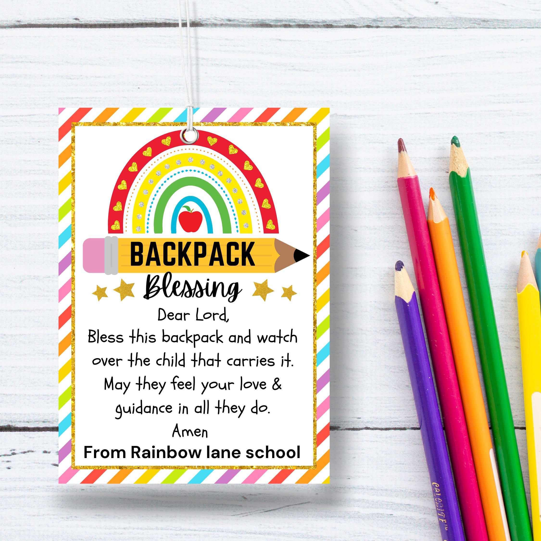 Printable Backpack Blessing Tag Back to School Gift Tag Editable ...