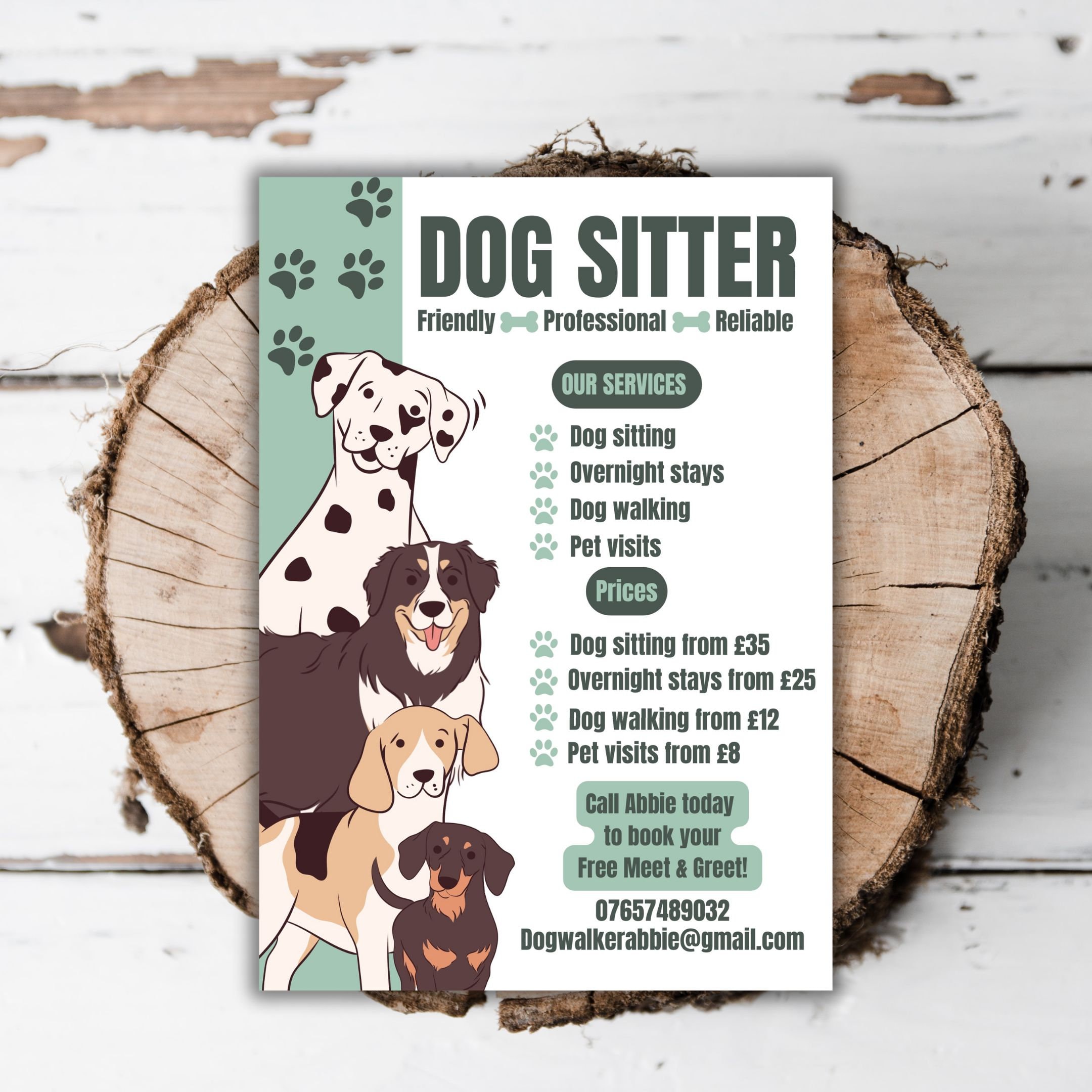 Printable Dog Sitting Business Flyer Dog Walking Flyer Doggy Daycare ...