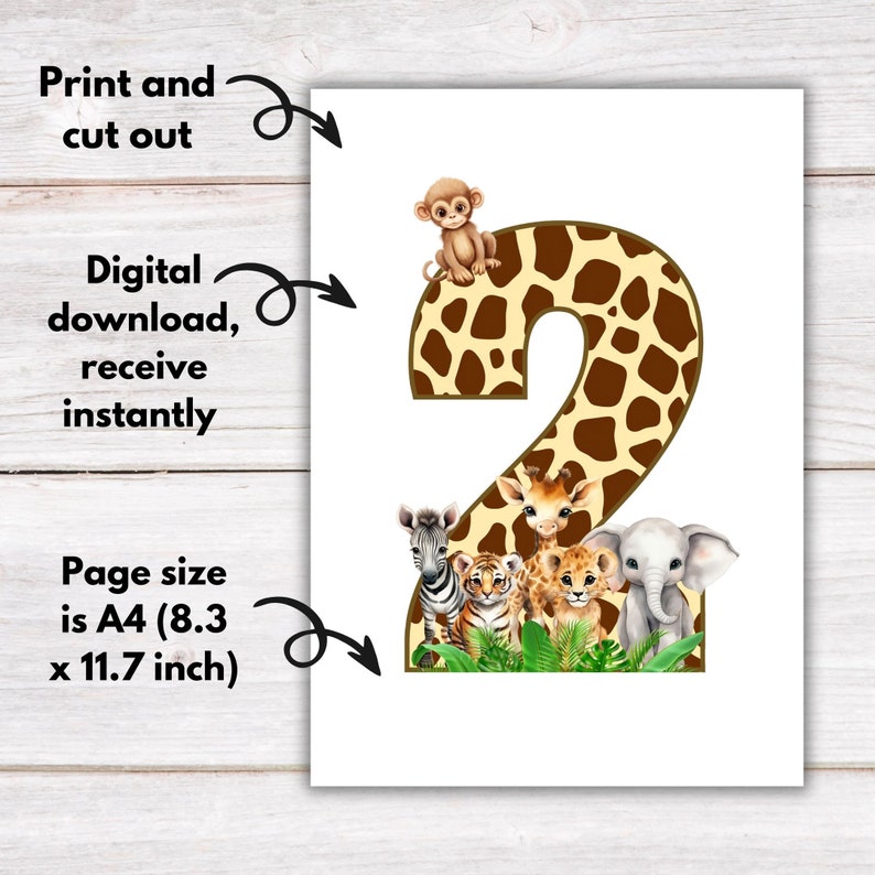 Printable Jungle 2nd Birthday Cake Topper Jungle Safari Cake Topper ...