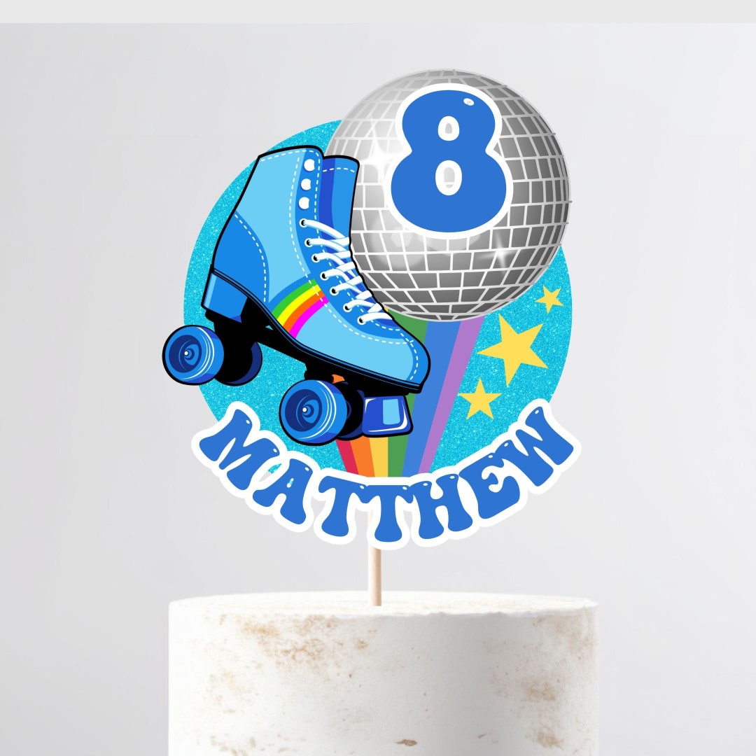 Printable Roller Skate Cake Topper Disco Unicorn Rainbow Roller Skate ...