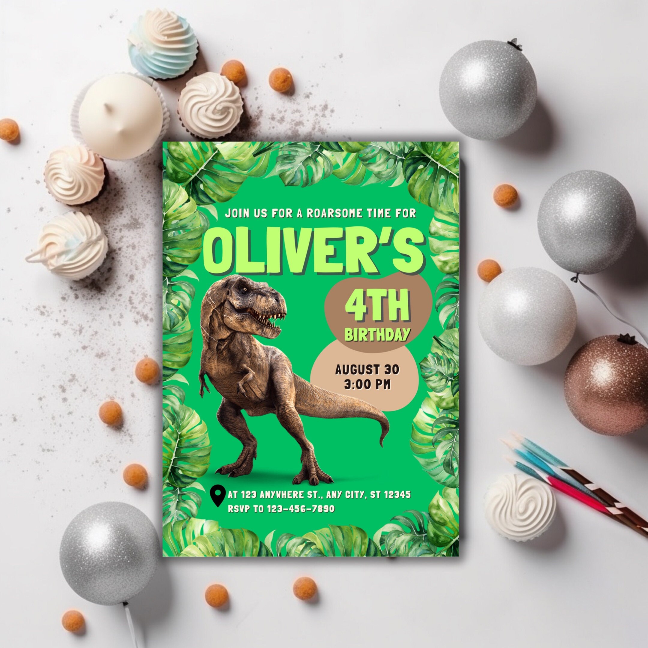 Printable T-rex Birthday Party Invitation Roarsome Dinosaur Party Boys ...