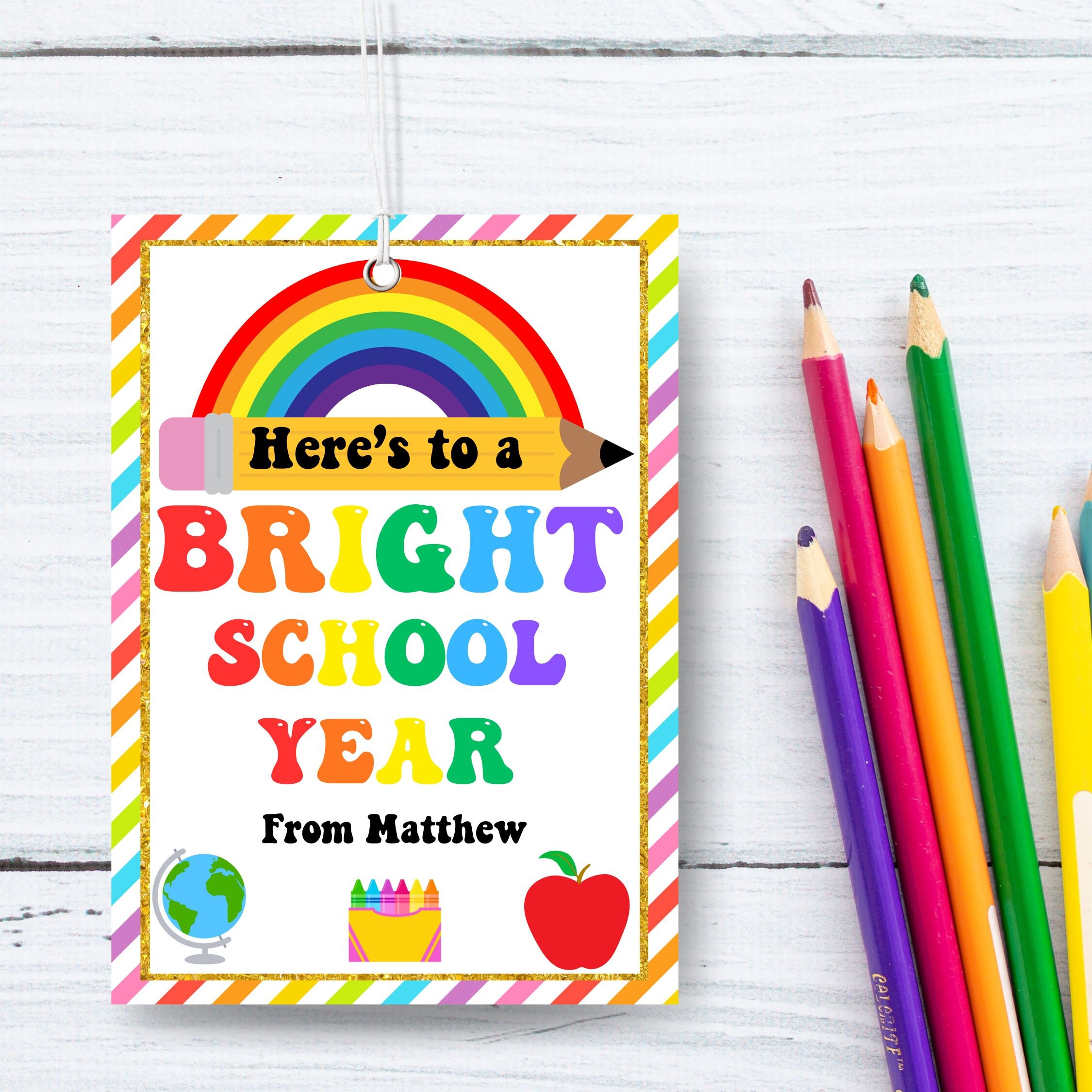 Printable Back to School Tag Bright School Year Colourful Tag Editable ...