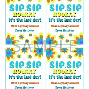 Printable Sip Sip Hooray Groovy Straw Tag Editable Silly Straw Gift Tag ...