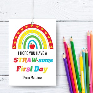 Printable Straw Back to School Tag Editable Silly Straw Gift Tag ...