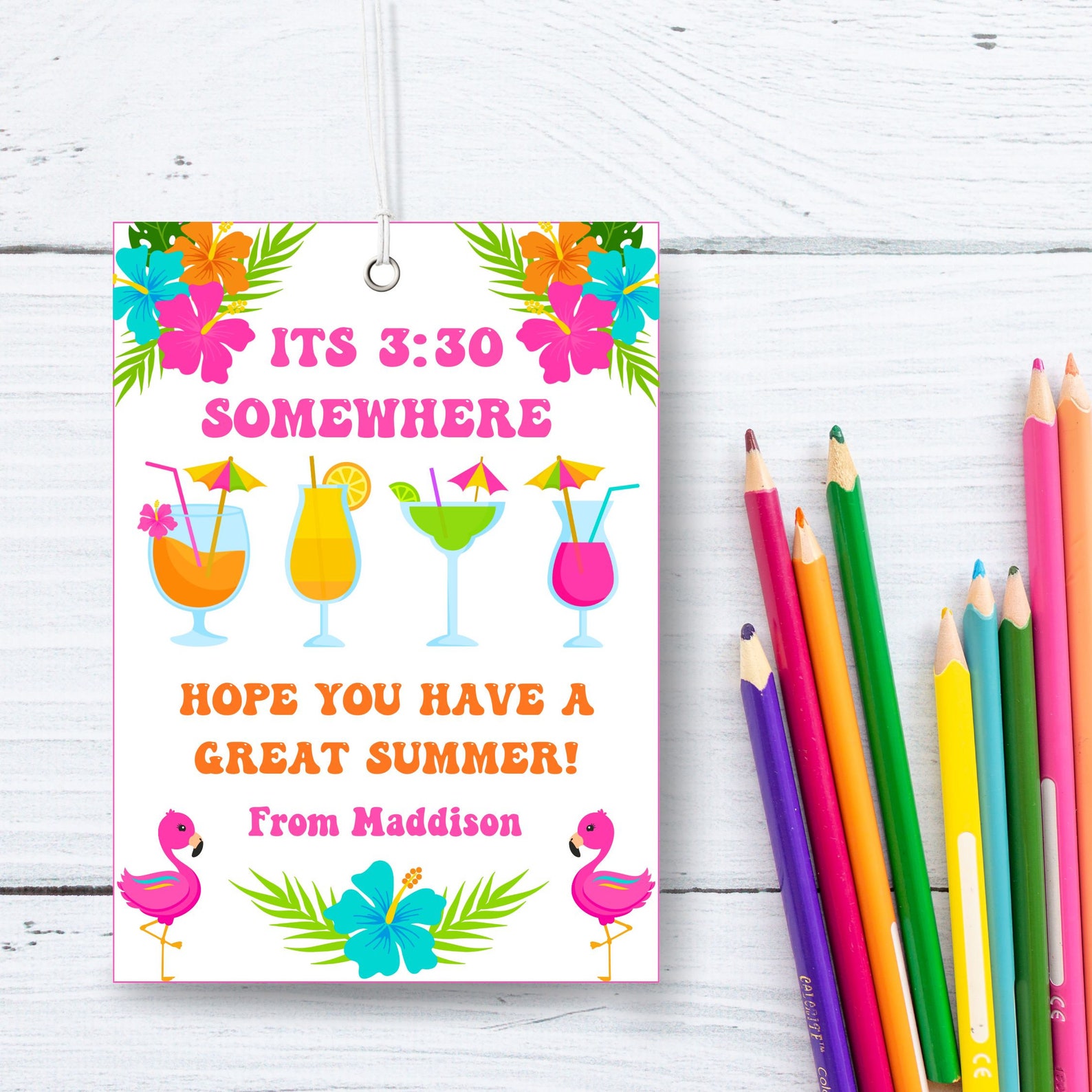 Printable Hawaiian Cocktail Teachers Appreciation Summer Tag Editable ...