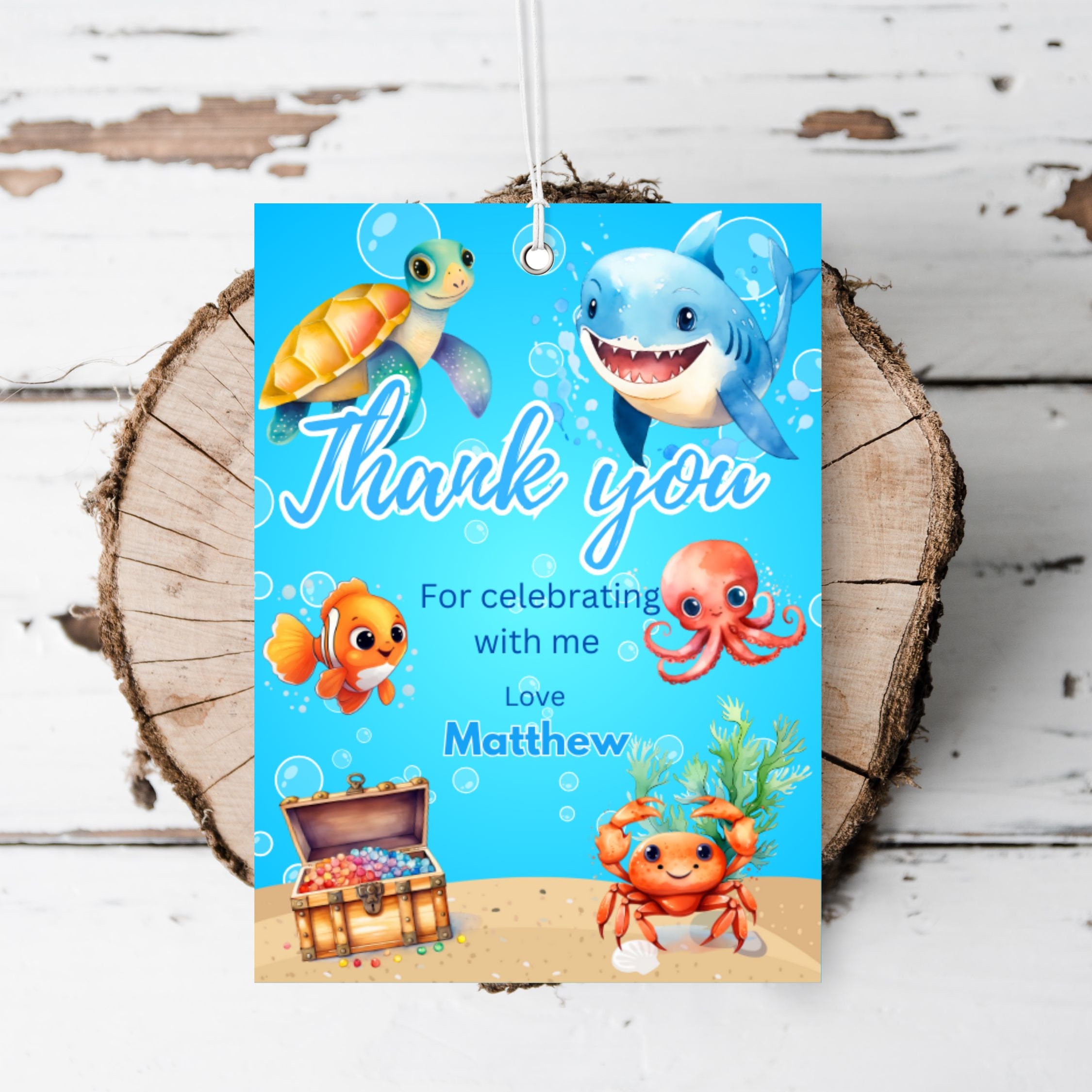 Printable Under the Sea Birthday Party Favor Tags Template Shark Ocean ...