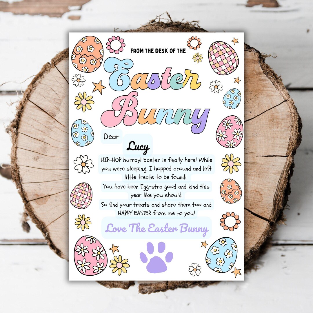 Editable Letter From the Easter Bunny Groovy Easter Letter Egg Hunt ...
