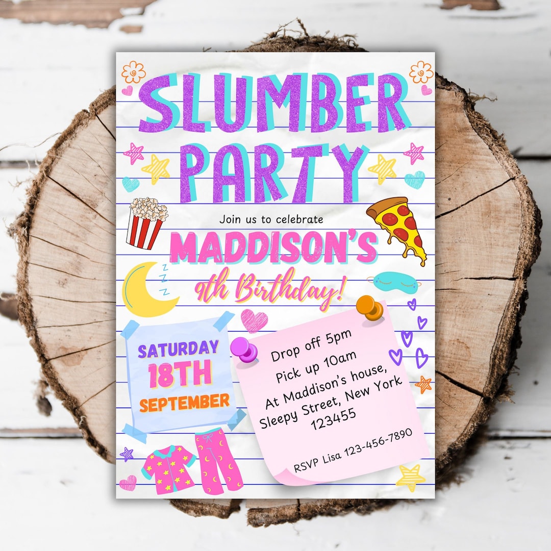 Printable Slumber Party Invitation Pyjama Birthday Party Invite ...
