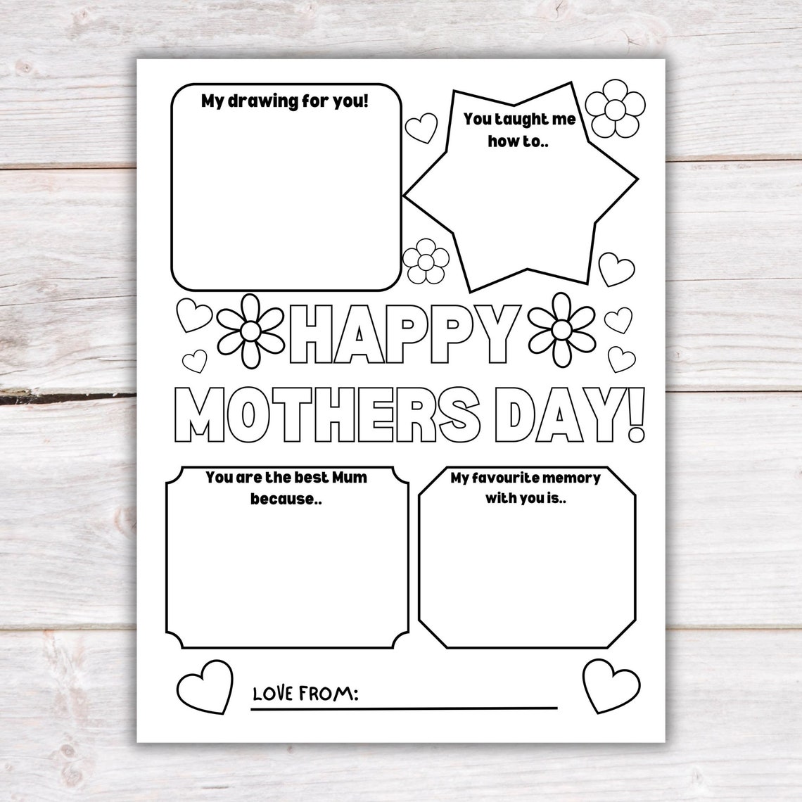 Printable Mother’s Day Activity Page Mothers Day Gift Best Mum Gift ...