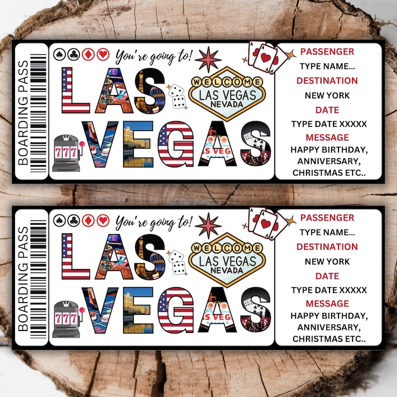 Printable Las Vegas Boarding Pass Template Editable Las Vegas Plane ...