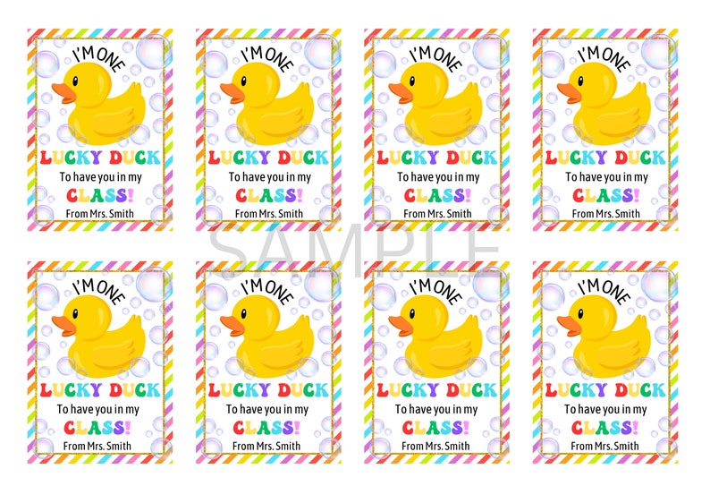 Printable Lucky Duck Back to School Gift Tag Editable Rubber Duck Gift ...