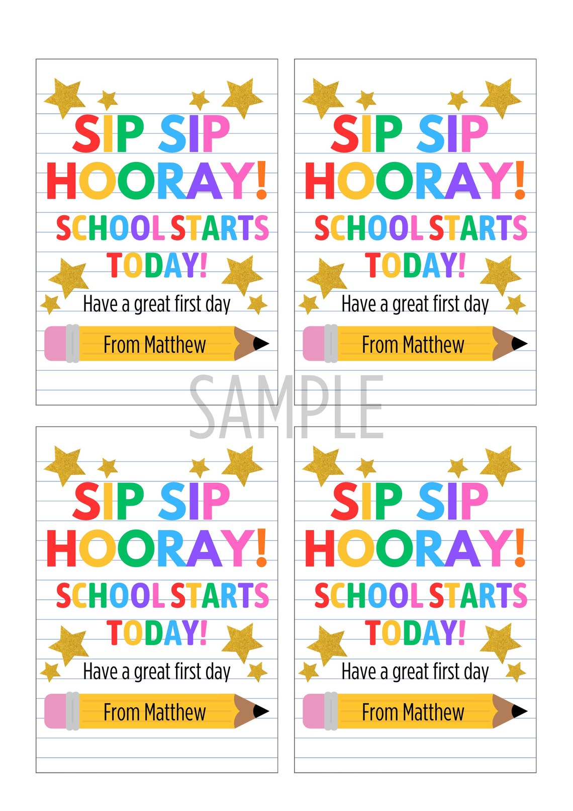 Printable Straw Back to School Tag Editable Silly Straw Gift Tag ...