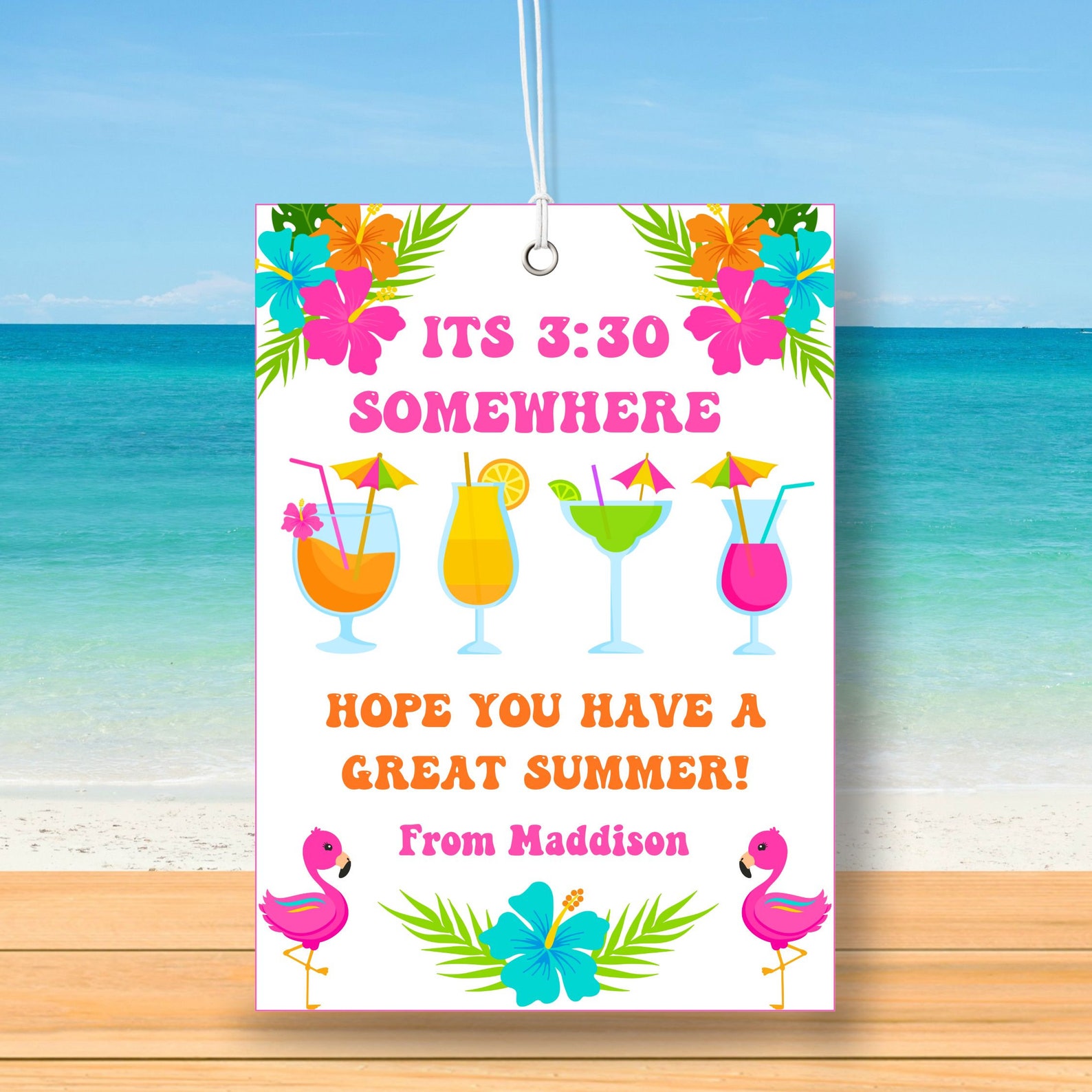 Printable Hawaiian Cocktail Teachers Appreciation Summer Tag Editable ...