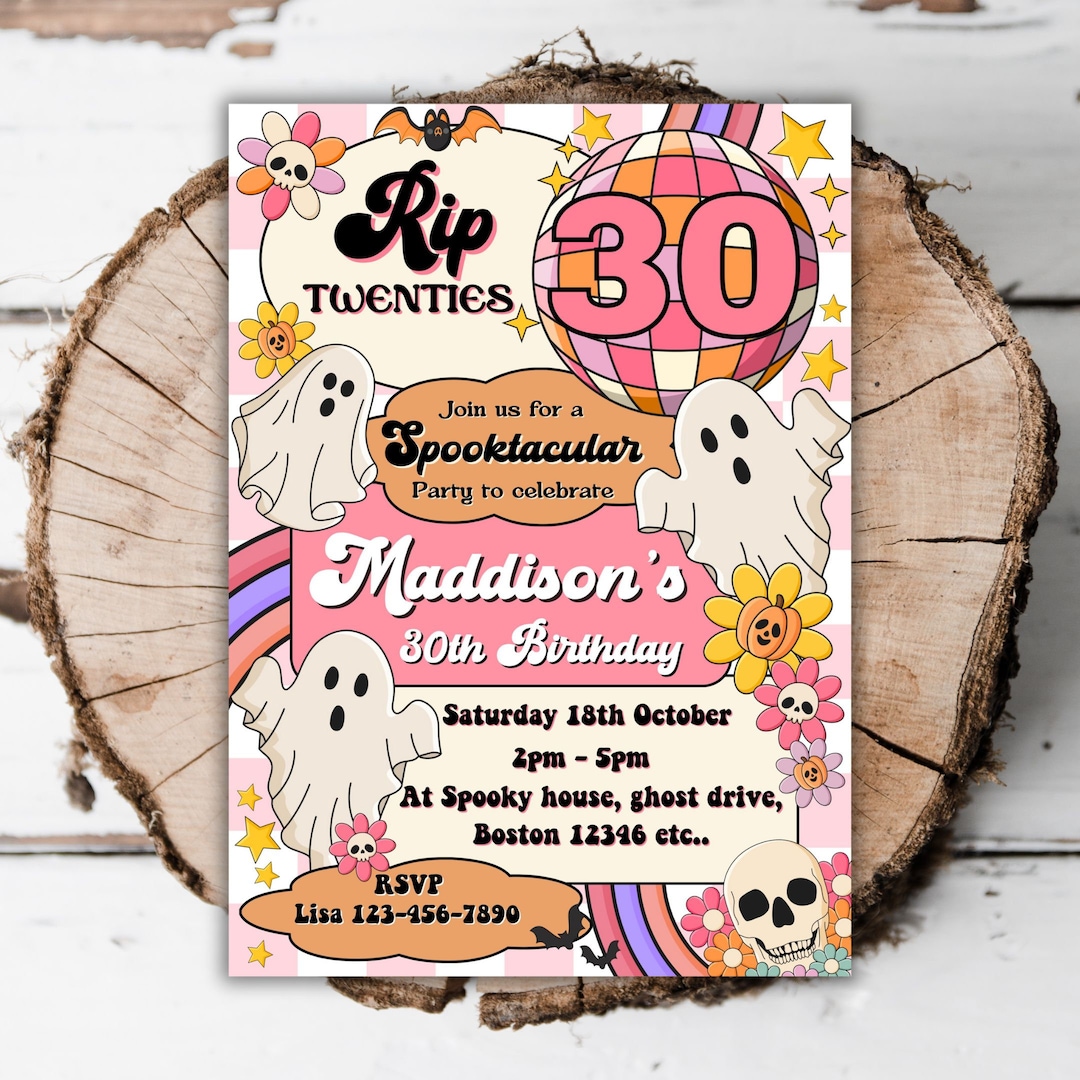 Printable Halloween 30th Birthday Invitation Rip Twenties Retro Spooky ...