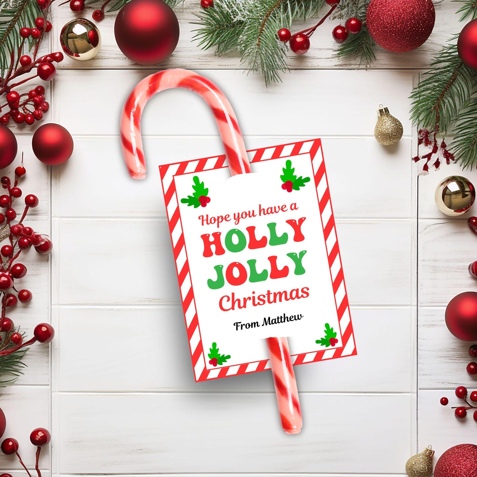 Printable Candy Cane Gift Tag Editable Christmas Candy Cane Holder ...