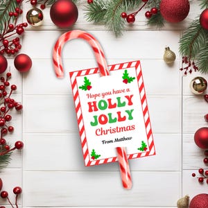 Printable Candy Cane Gift Tag Editable Christmas Candy Cane Holder ...