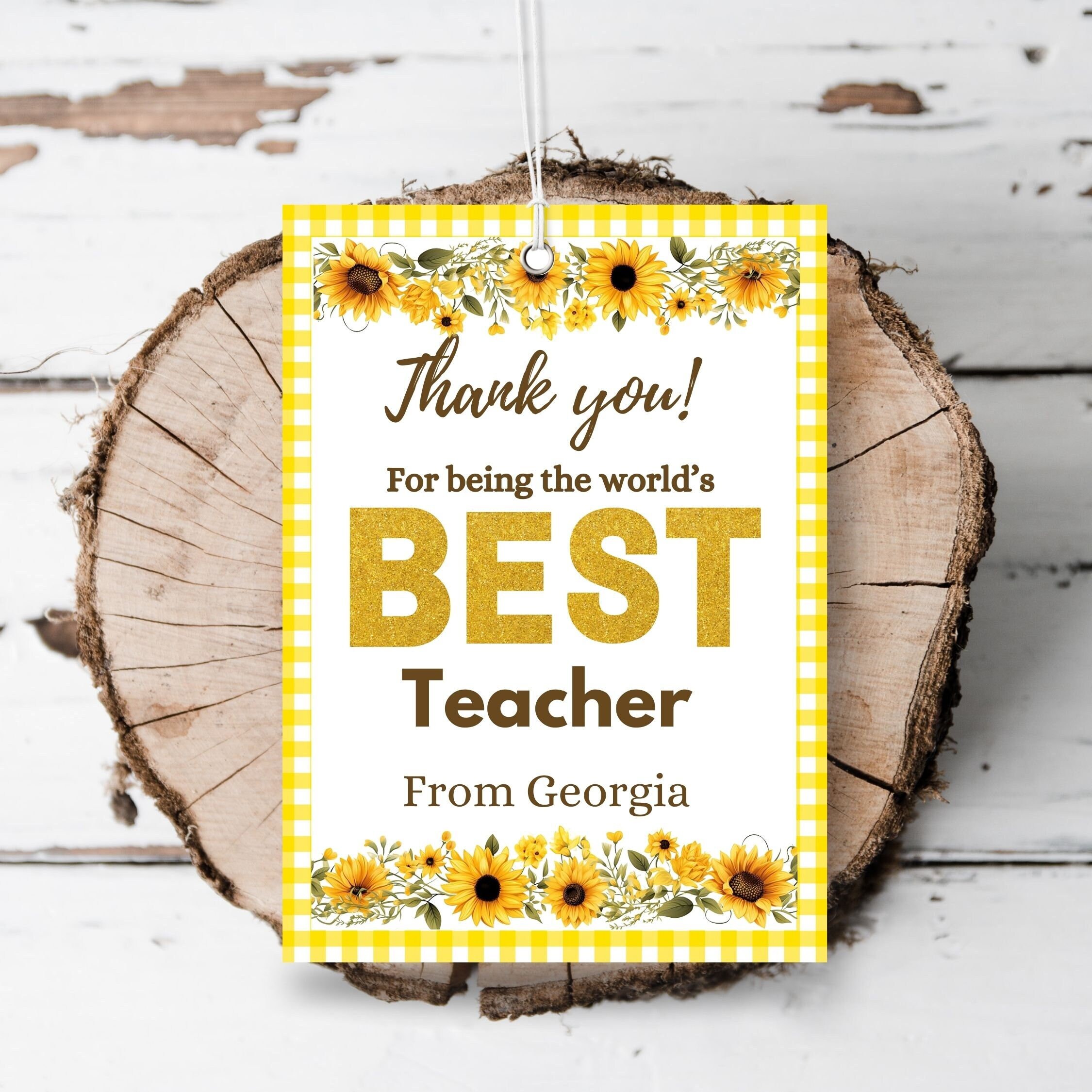 Printable Teachers Appreciation Week Tag Editable Sunflower Teacher ...