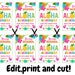 Printable Aloha Summer End of School Year Tag Editable Hawaiian Glitter ...