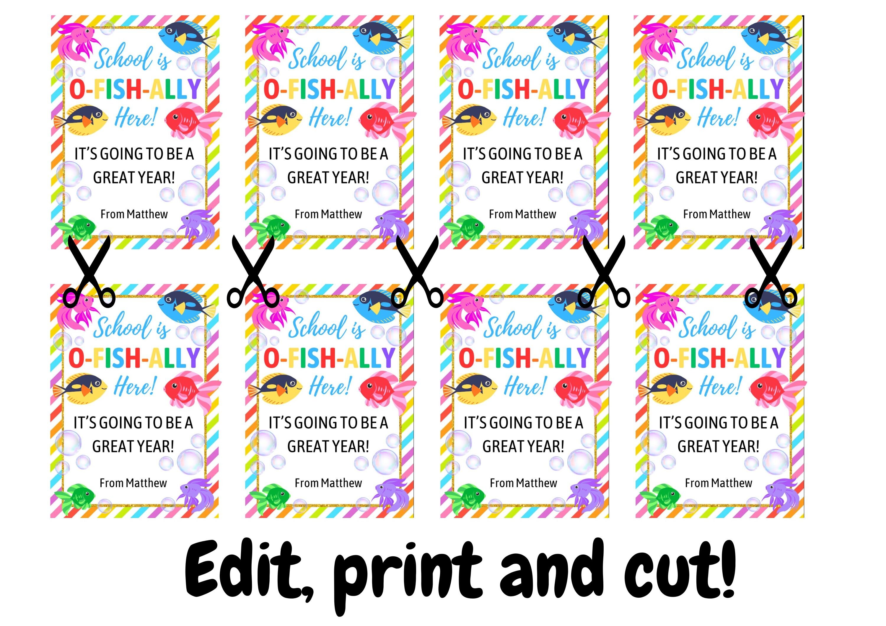 Printable Fish Back to School Tag Editable Fish Gift Tag First Day of ...