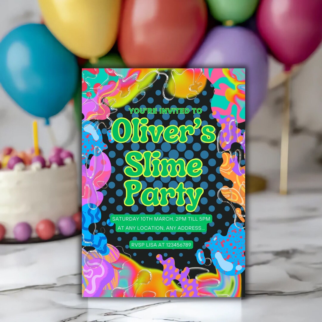 Printable Slime Party Birthday Invitation, Slime Invitation Slime Party ...