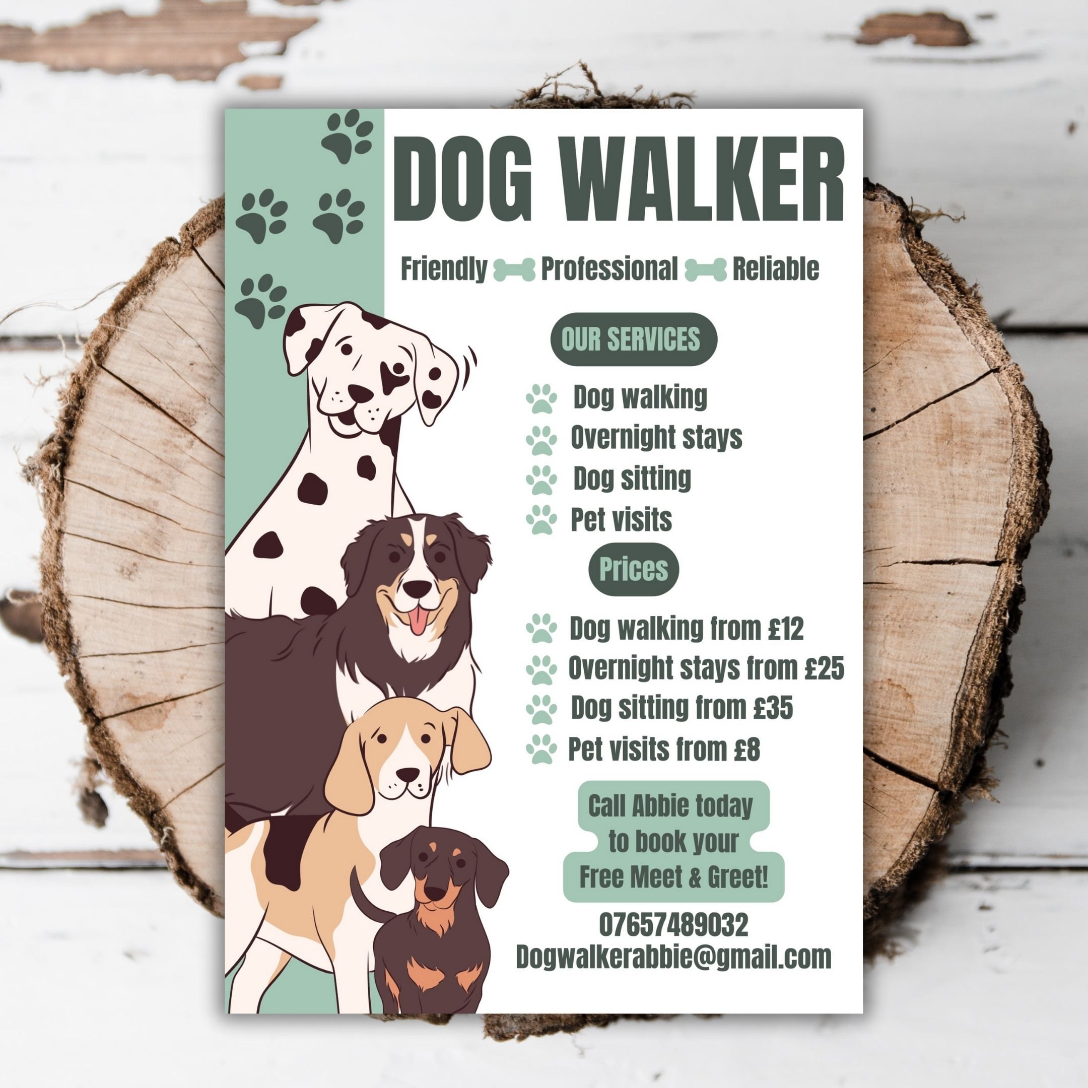 Printable Dog Walking Business Flyer Dog Sitting Flyer Doggy Daycare ...