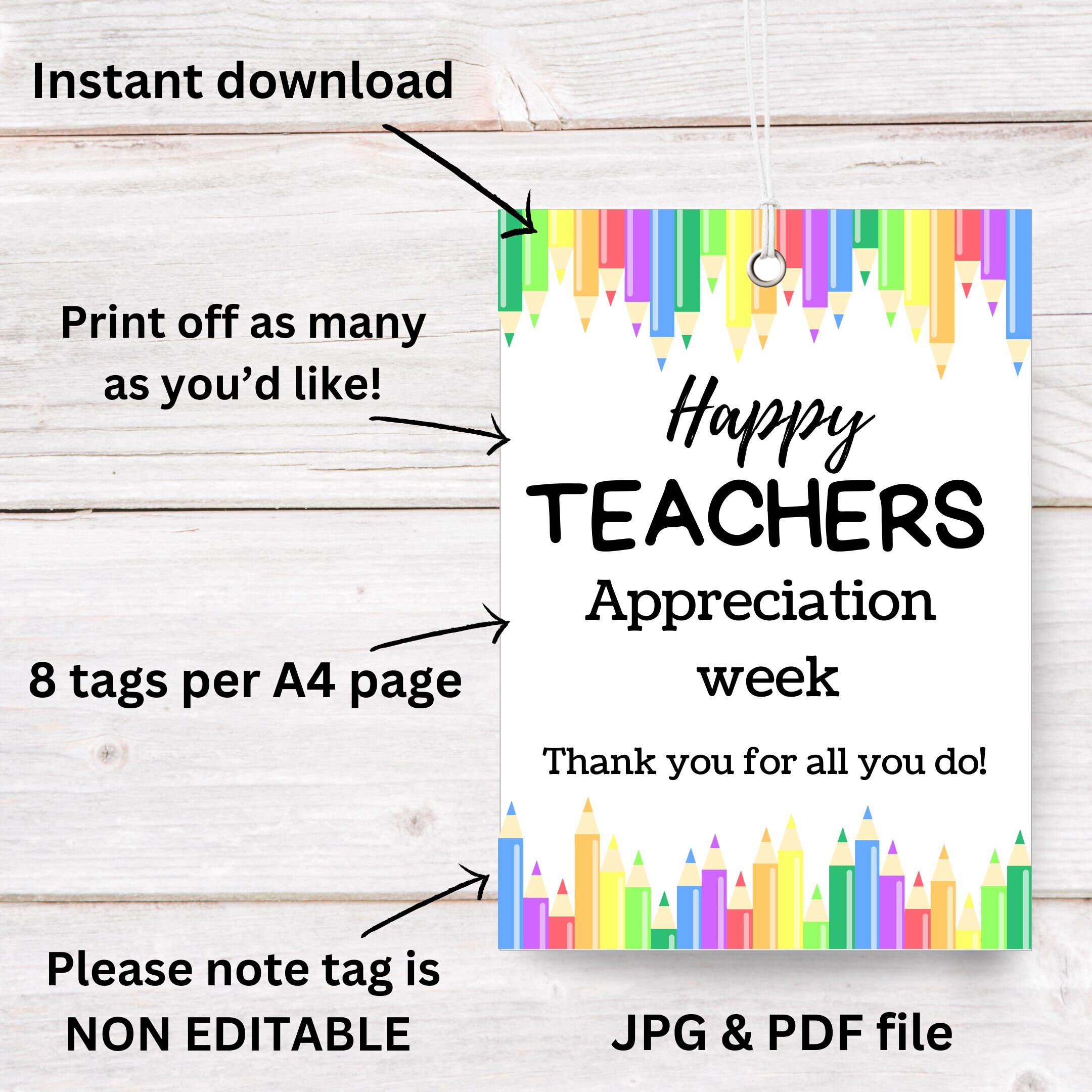 Printable Teachers Appreciation Week Gift Tag School Teachers Tag NON ...