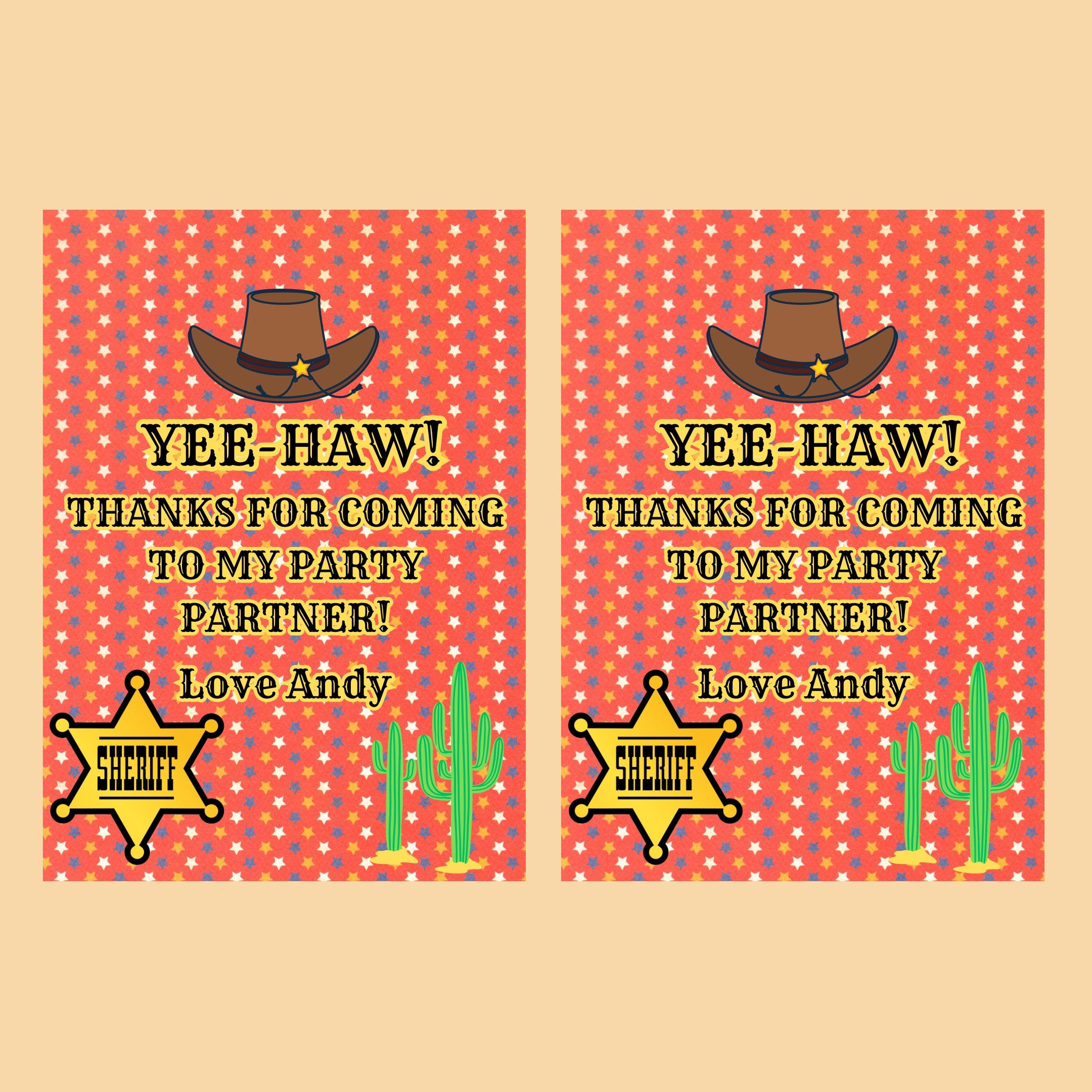 Printable Cowboy Wild West Birthday Tags Birthday Party Gift Tags Favor ...