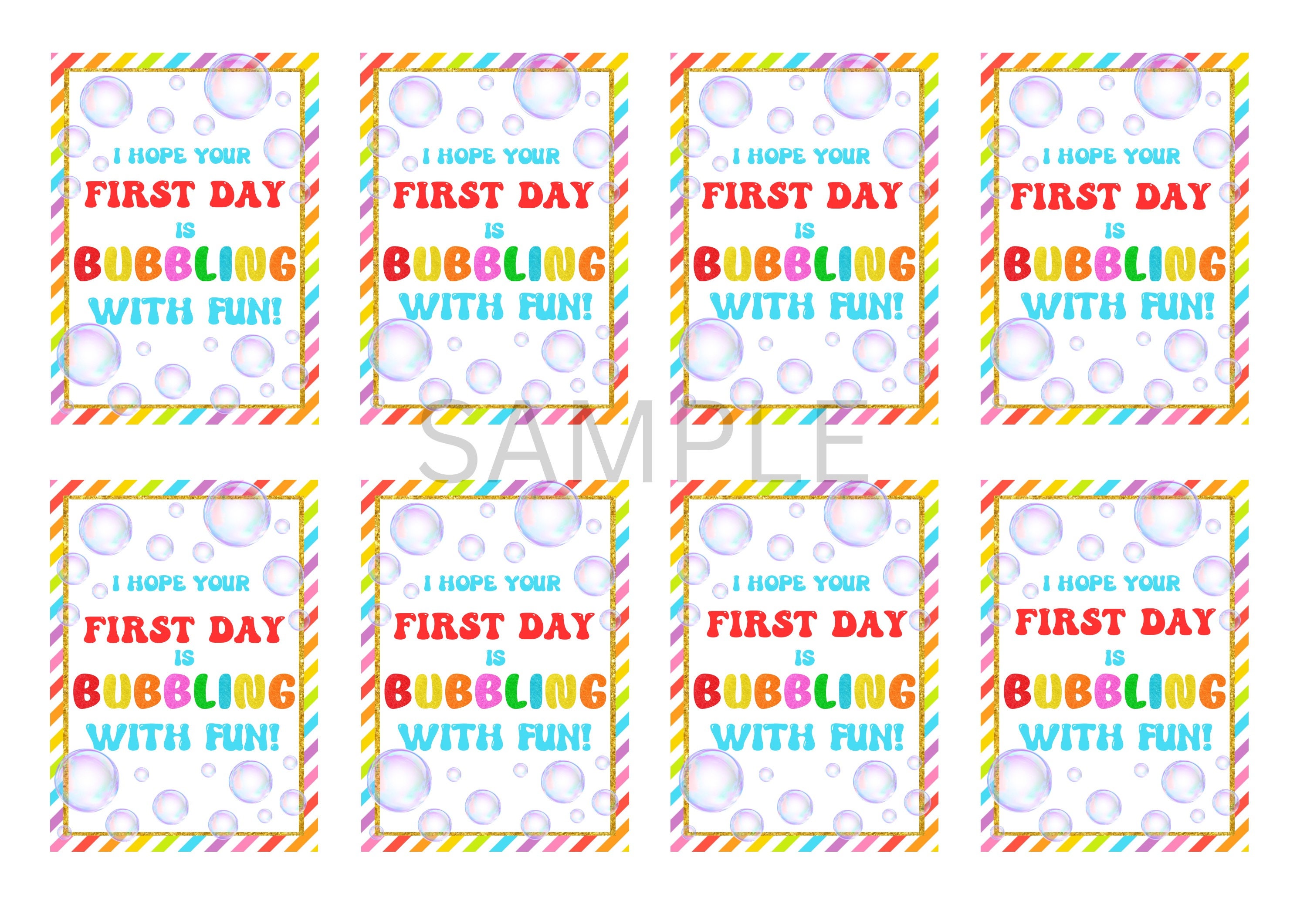 Printable Back to School Gift Tag NON EDITABLE Colourful Glittery ...