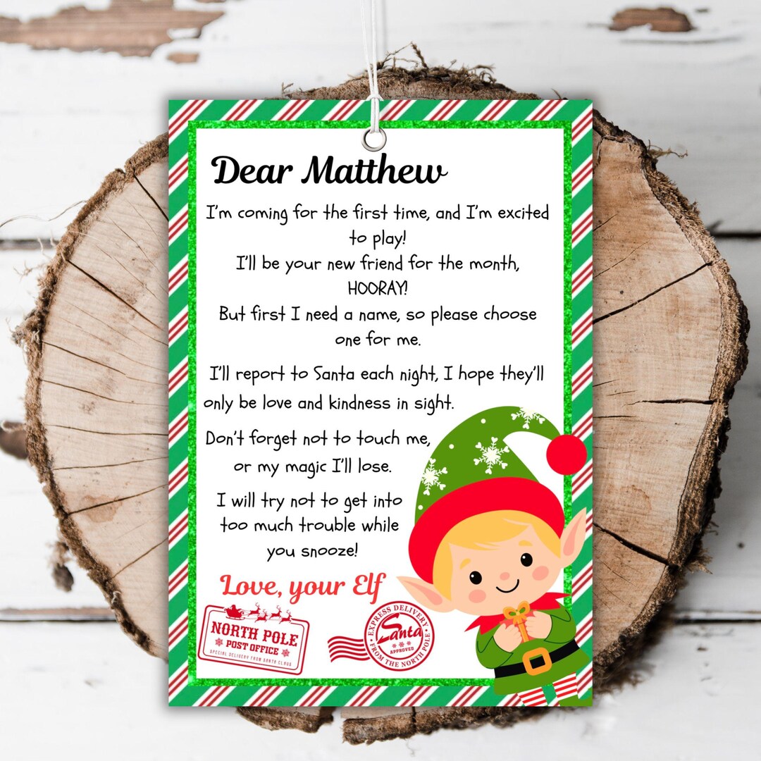 Printable Elf Introduction Tag Editable Christmas Elf Gift Tag Hello ...