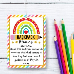 Printable Backpack Blessing Tag Back to School Gift Tag NON EDITABLE ...
