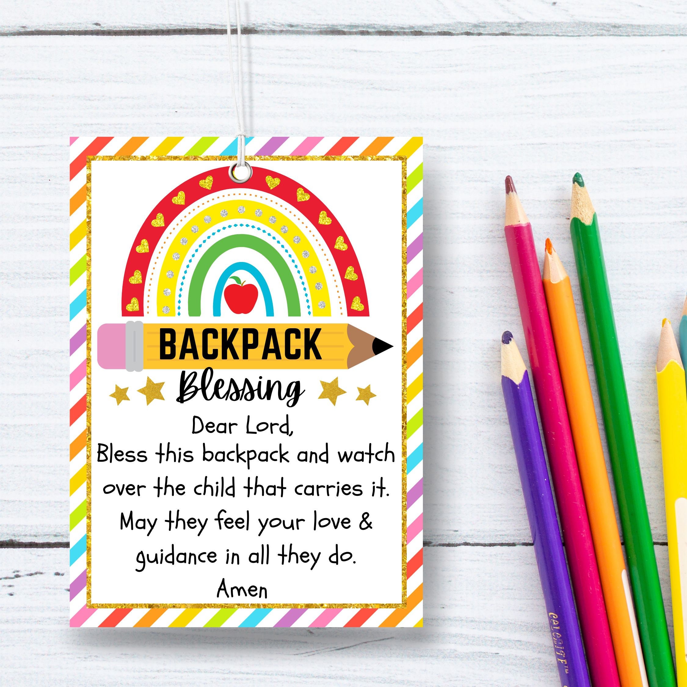 Printable Backpack Blessing Tag Back to School Gift Tag NON EDITABLE ...