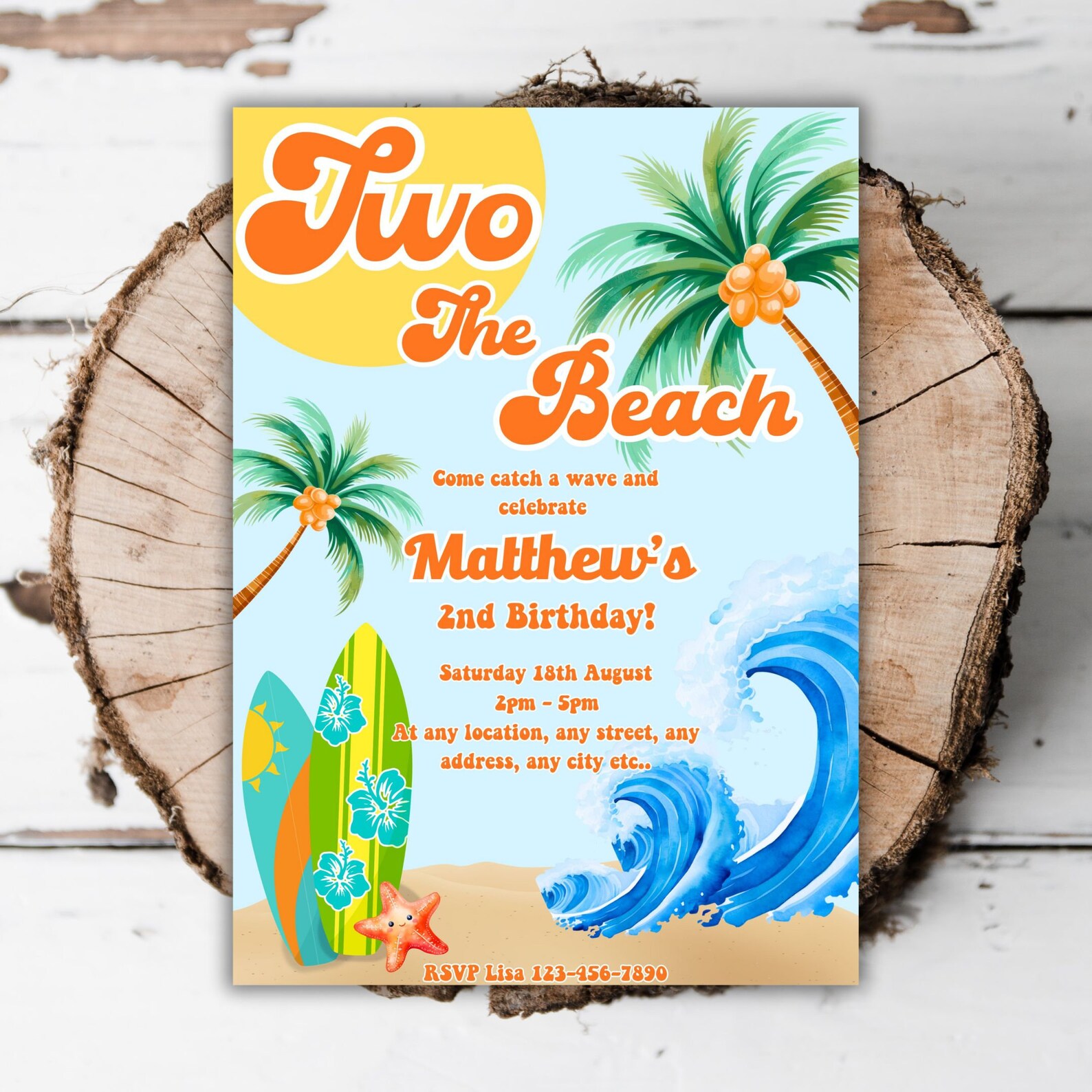 Printable Retro Two the Beach Surf Boys Invitation Surfing Editable ...