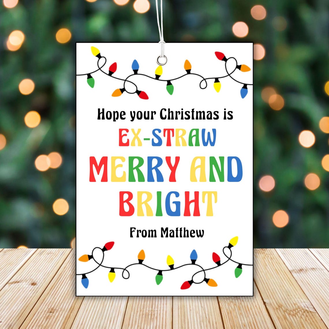 Printable Christmas Straw Tag Editable Silly Straw Ex-straw Merry and ...