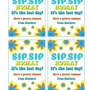 Printable Sip Sip Hooray Groovy Straw Tag Editable Silly Straw Gift Tag ...