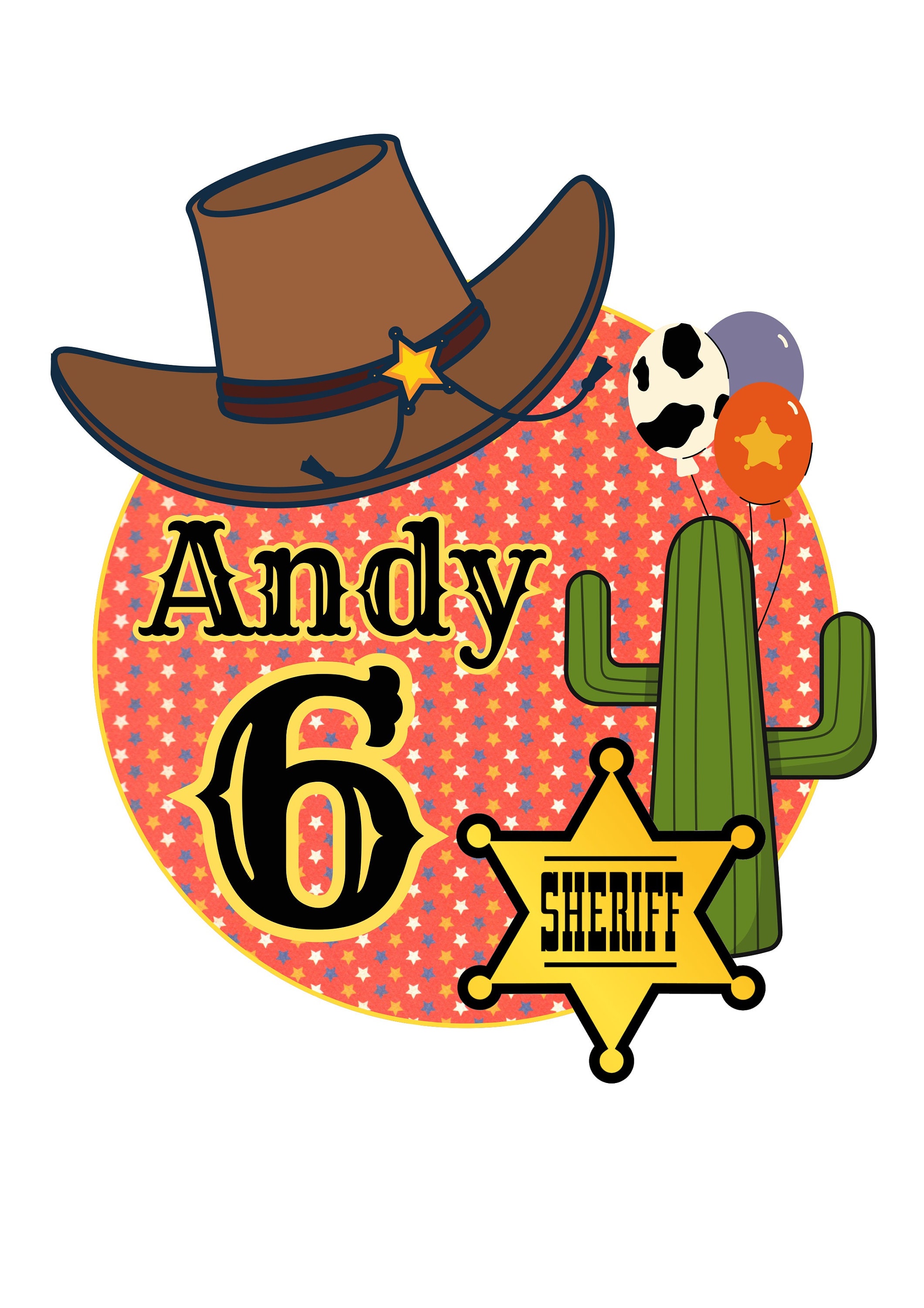 Printable Cowboy Western Birthday Cake Topper Personalised Cake Topper ...